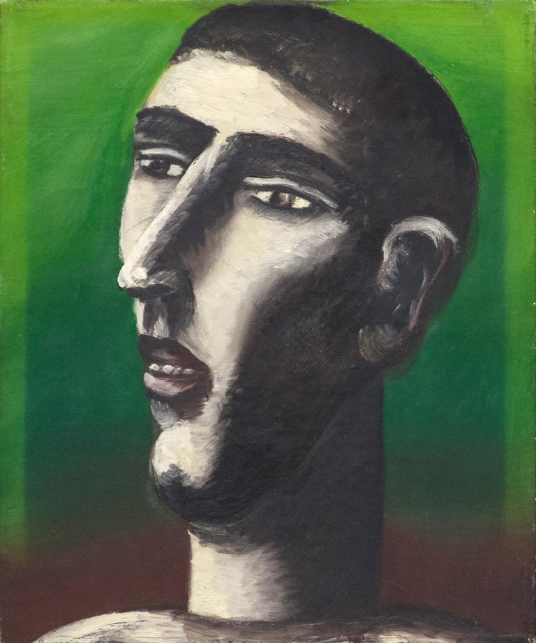 LOUIS, MORRIS - Untitled, Head Study with Green Background For Sale at ...