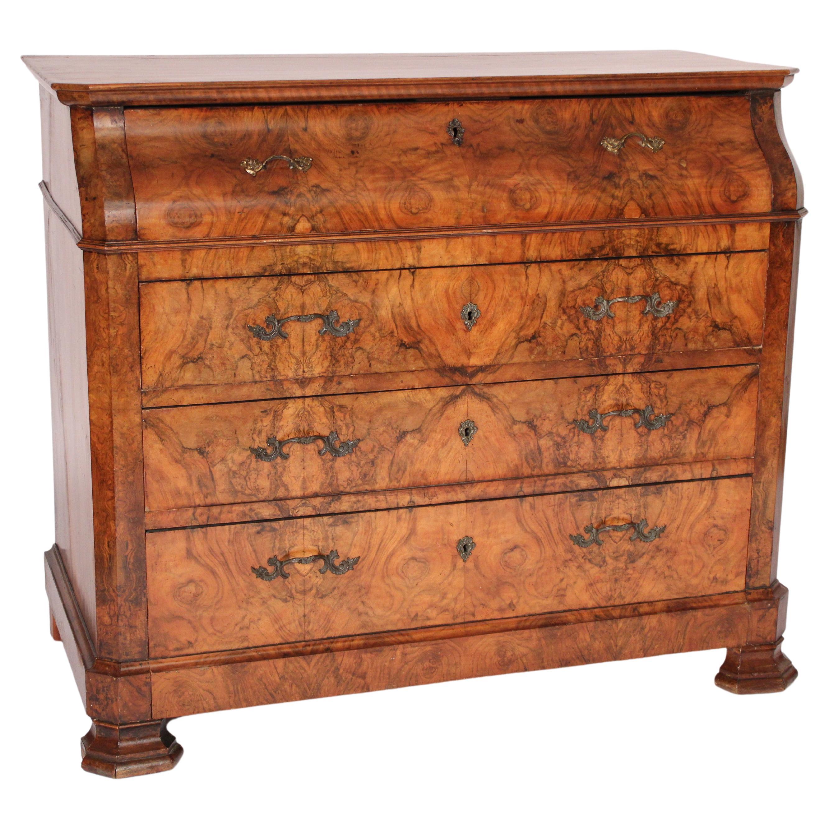 Burl Walnut Cabinet On Chest - 106 For Sale on 1stDibs