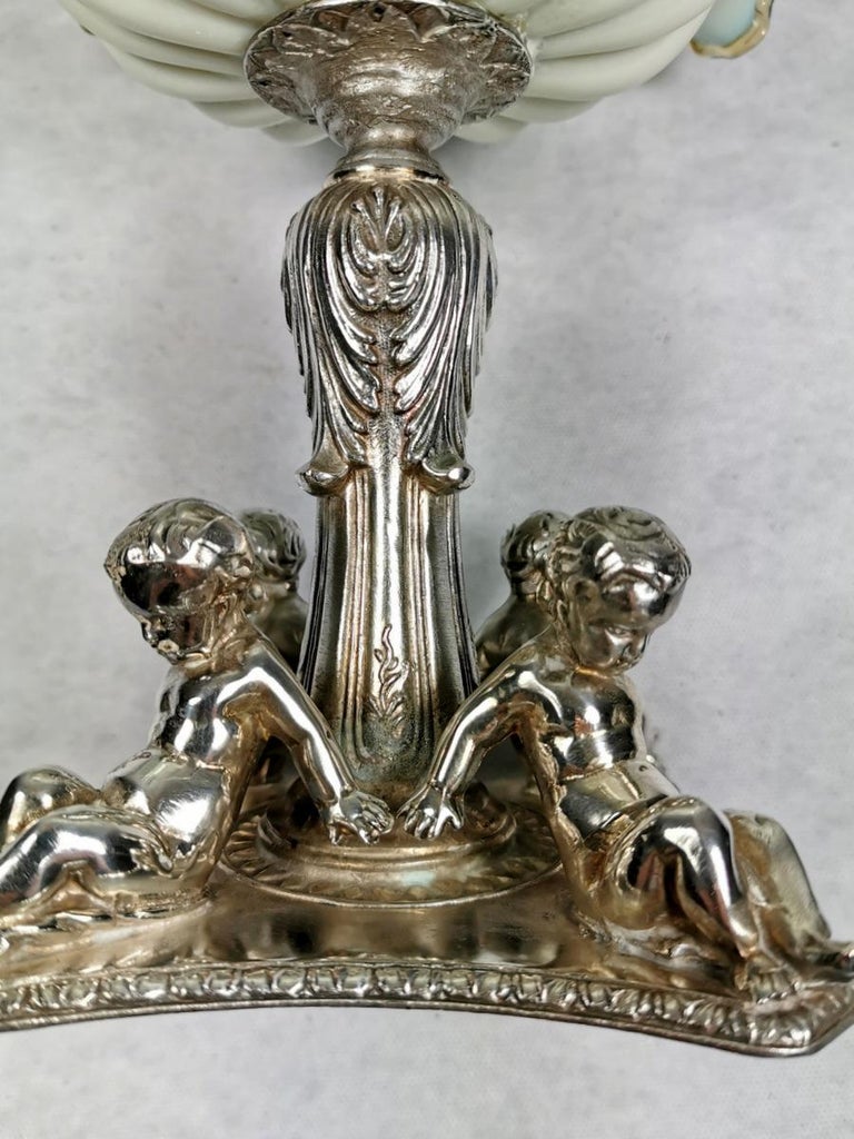 Louis Philippe French Silver Plated Opaline Glass Bowl Centerpiece For ...