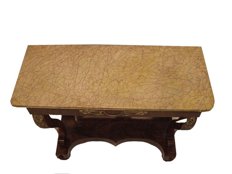 Louis Philippe Marble Top Console Table For Sale at 1stDibs