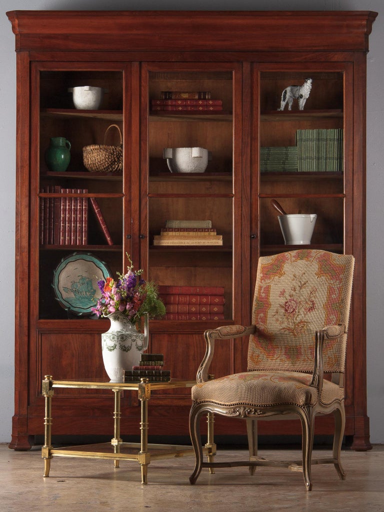Louis Philippe Period Walnut Three-Door Bookcase, 1830s at 1stDibs