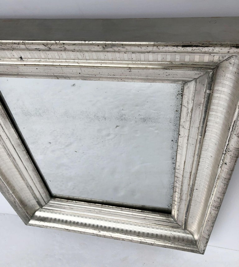 Louis Philippe Rectangular Silver Gilt Wall Mirror (H 22 3/8 x W 19 1/4 ...