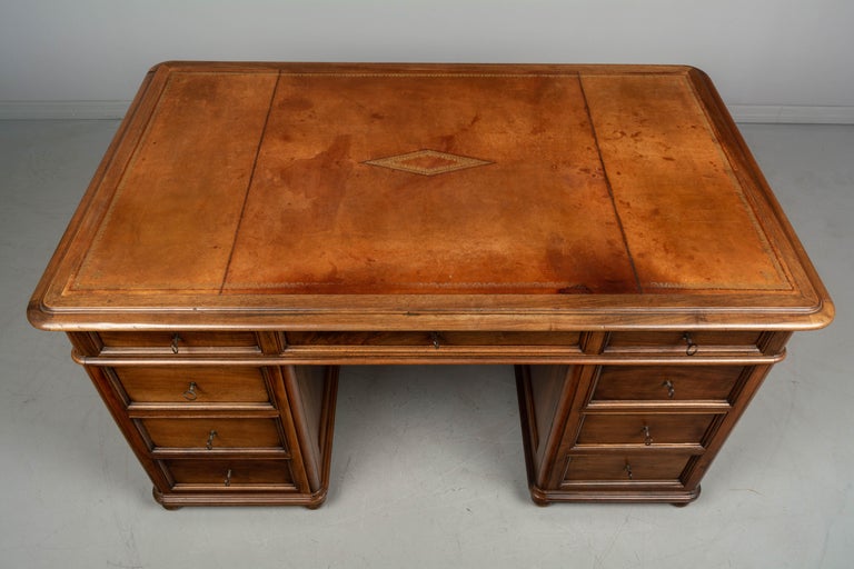 Louis Philippe Style Walnut Partners Desk and Chair Set at 1stDibs