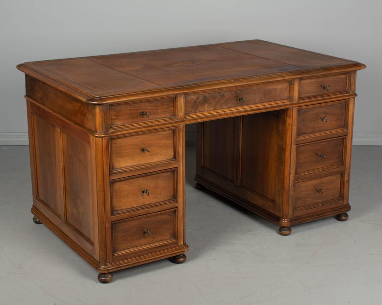 Louis Philippe Style Walnut Partners Desk and Chair Set at 1stDibs