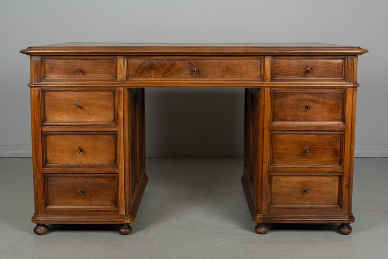 Louis Philippe Style Walnut Partners Desk and Chair Set at 1stDibs