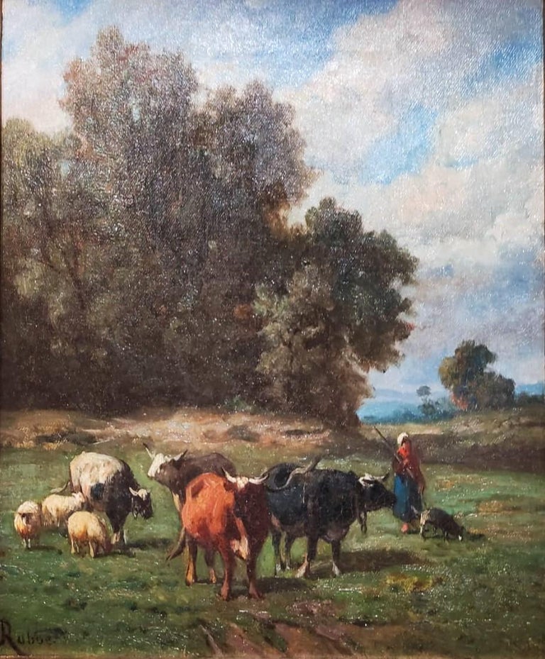 Louis Robbe - Shepherdess at the edge of the forest For Sale at 1stDibs