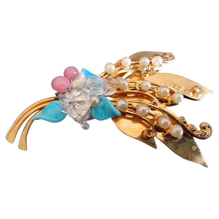 Louis ROUSSELET, Broche en perles de verre, Poured Glass Brooch, FRANCE ...