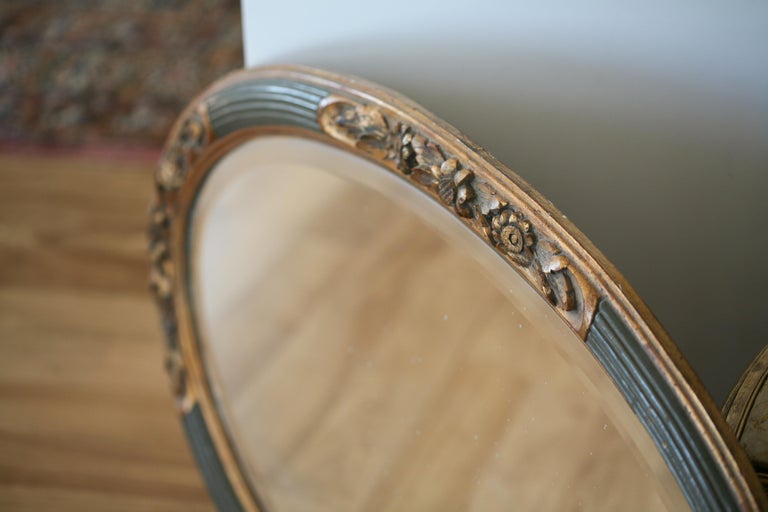 Louis SÜE and André MARE French Art Deco Large Oval Gilt Crystal Mirror ...