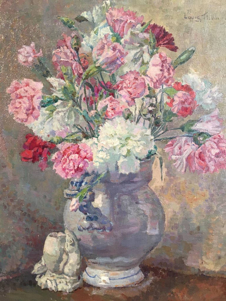 Louis Thomson - Carnations, Bouquet of Flowers, Floral Oil Painting ...
