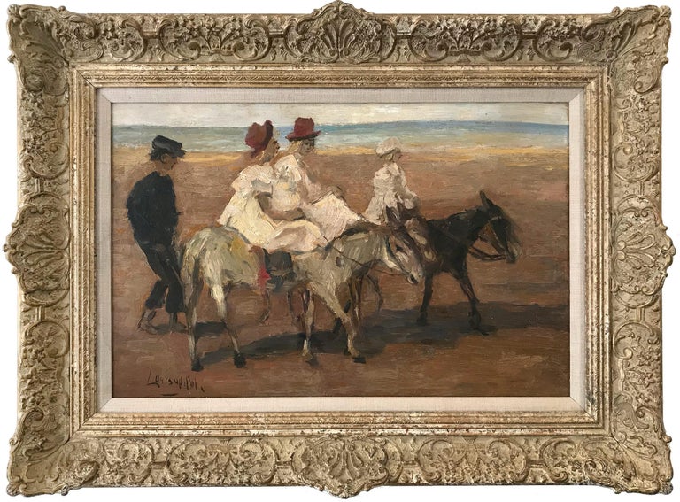 Louis van der Pol - "Horseback Riding on the Beach" Romantic Parisian ...