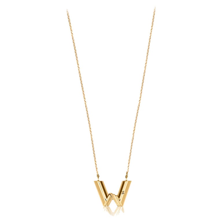 Louis Vuitton 100% Gold Plated Metal LV and Me Letter W Necklace For ...