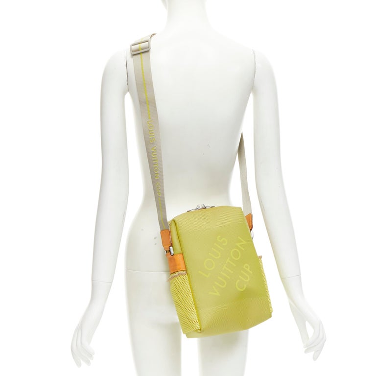 LOUIS VUITTON 2003 LV CUP Geant neon yellow damier canvas crossbody bag ...