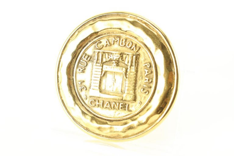 Chanel 24k Gold Plated Rue Cambon CC Logo Jumbo Brooch Pin 59ck825s For ...