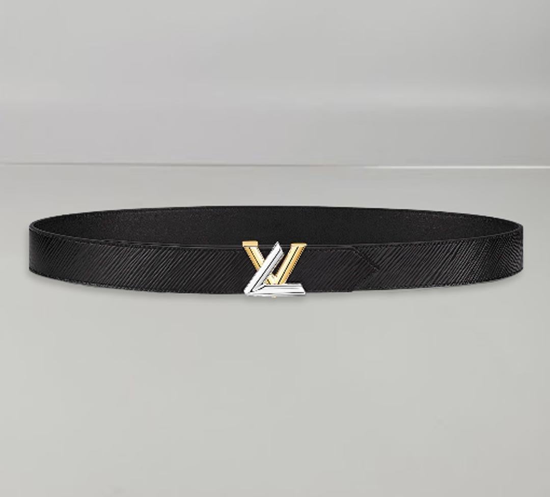 Louis Vuitton 3cm LV Twist Belt Front in black Epi leather Size 85cm ...