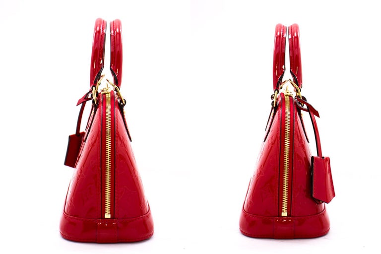 Louis Vuitton Alma BB Red Monogram Vernis Bag Handbag M91698 For Sale ...