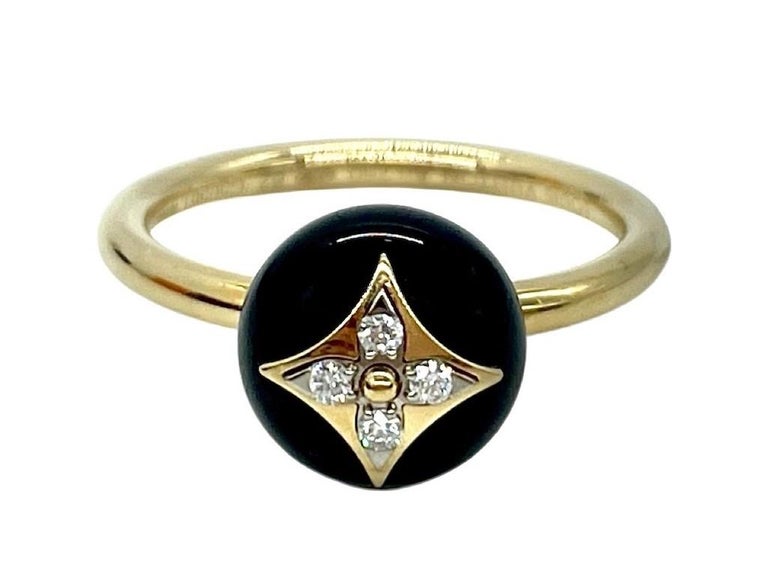 Louis Vuitton B.Blossom yellow gold ring - Onyx and Diamond For Sale at ...