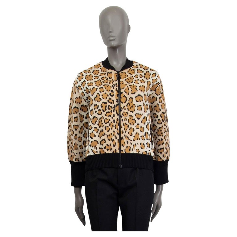 LOUIS VUITTON beige viscose LEOPARD JACQUARD KNIT BOMBER Jacket L at ...