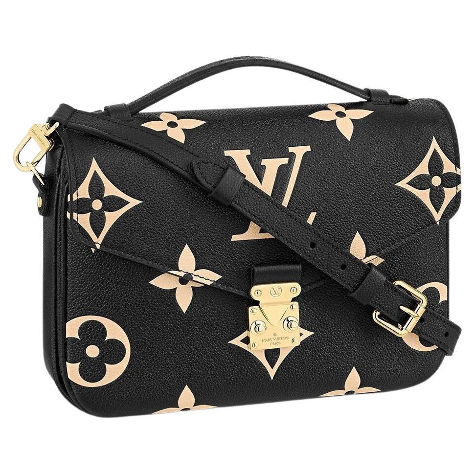 Louis Vuitton Black/Beige Embossed Grained Cowhide Leather Pochette ...