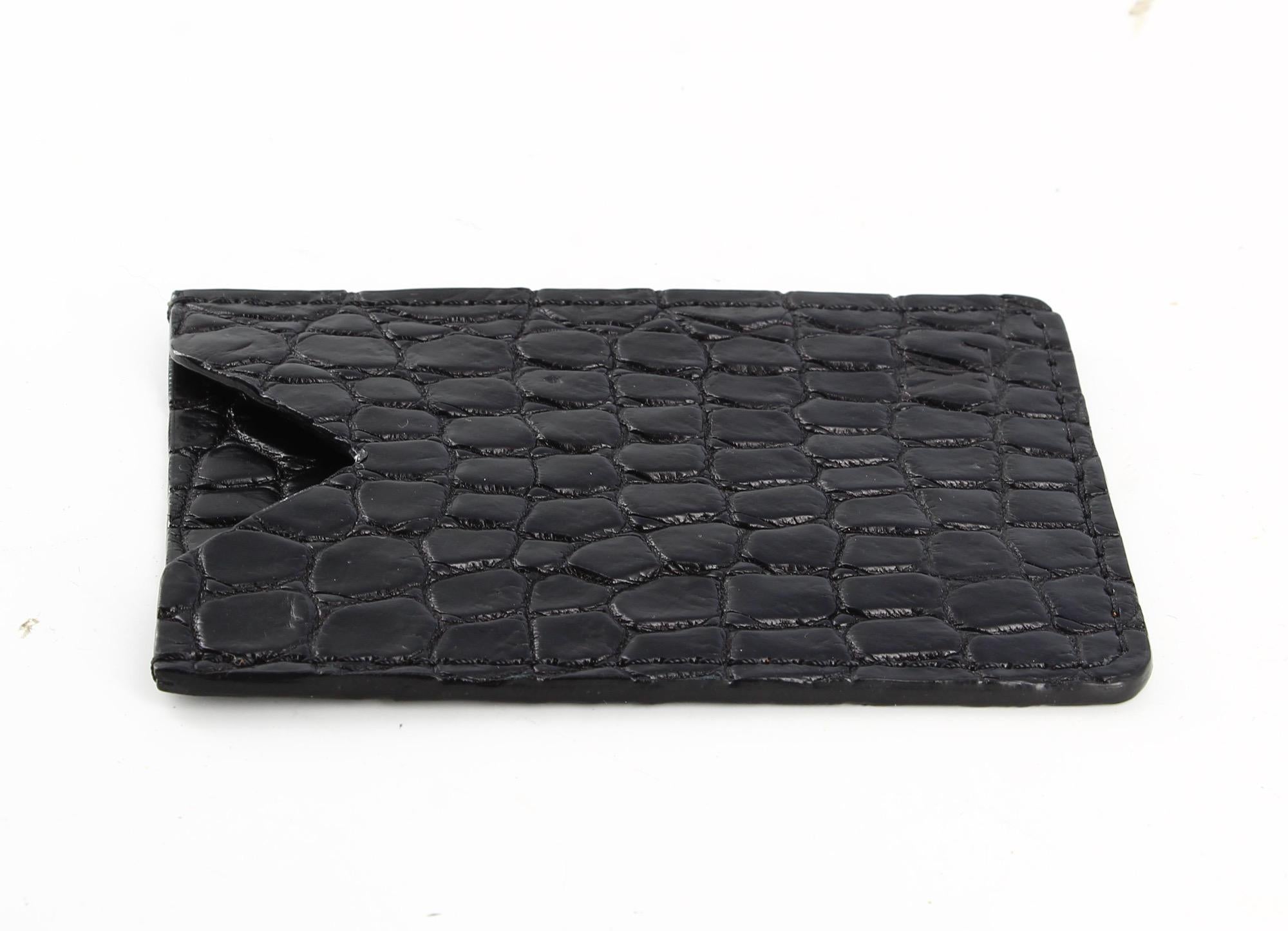 Louis Vuitton Black Croco Leather Card Case For Sale at 1stDibs