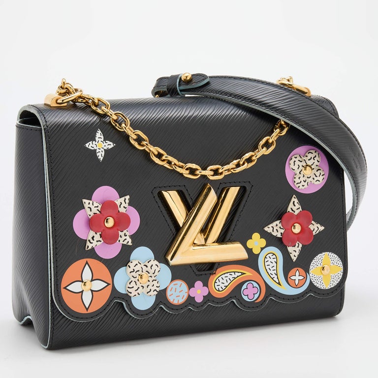 Louis Vuitton Black Epi Leather Limited Edition Flower Twist Bag For ...