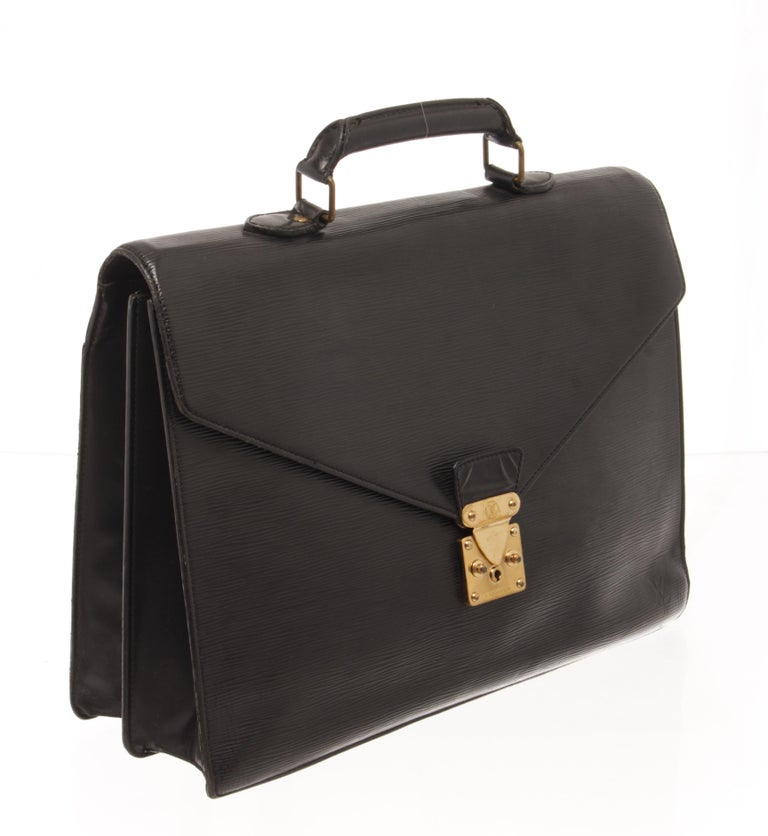 Louis Vuitton Black Epi Leather Serviette Ambassador Briefcase For Sale at 1stDibs