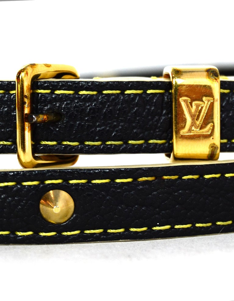 Louis Vuitton Black/Gold Studded Suhali Leather Double Tour Belt sz ...