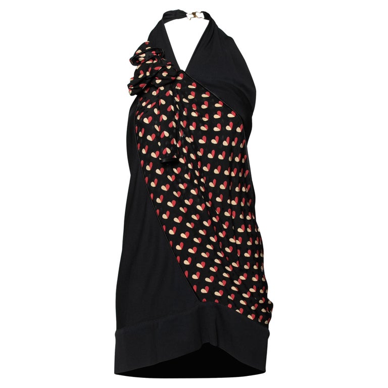 Louis Vuitton Black Heart Printed Crepe Halter Neck Top M For Sale at ...