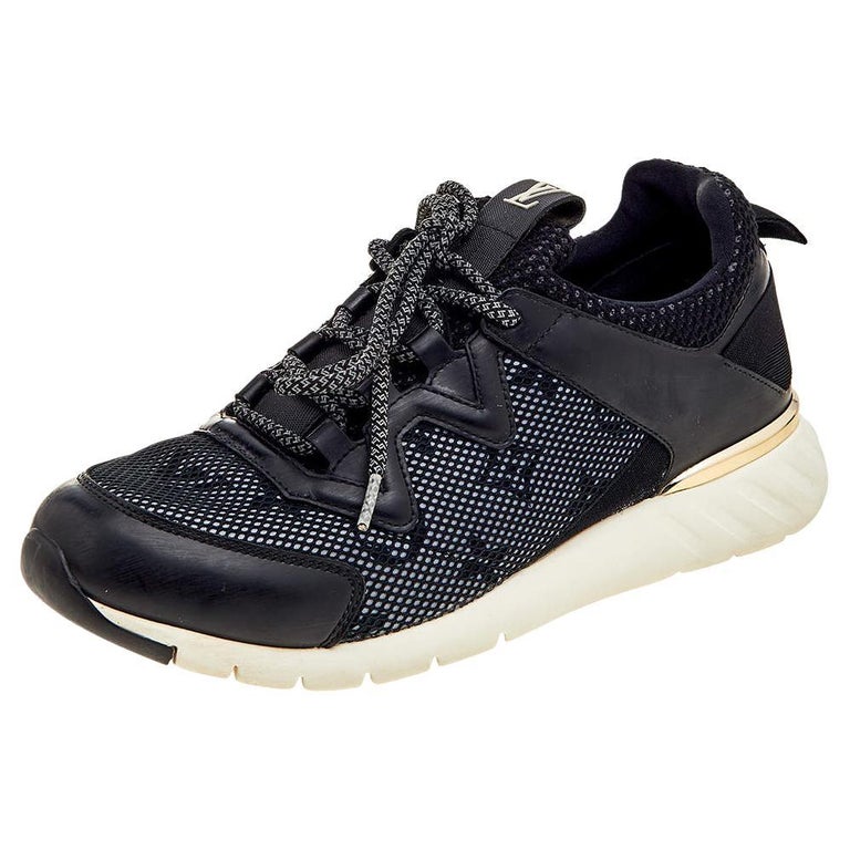 Louis Vuitton Black Leather And Mesh Low Top Trainers Size 37 For Sale ...