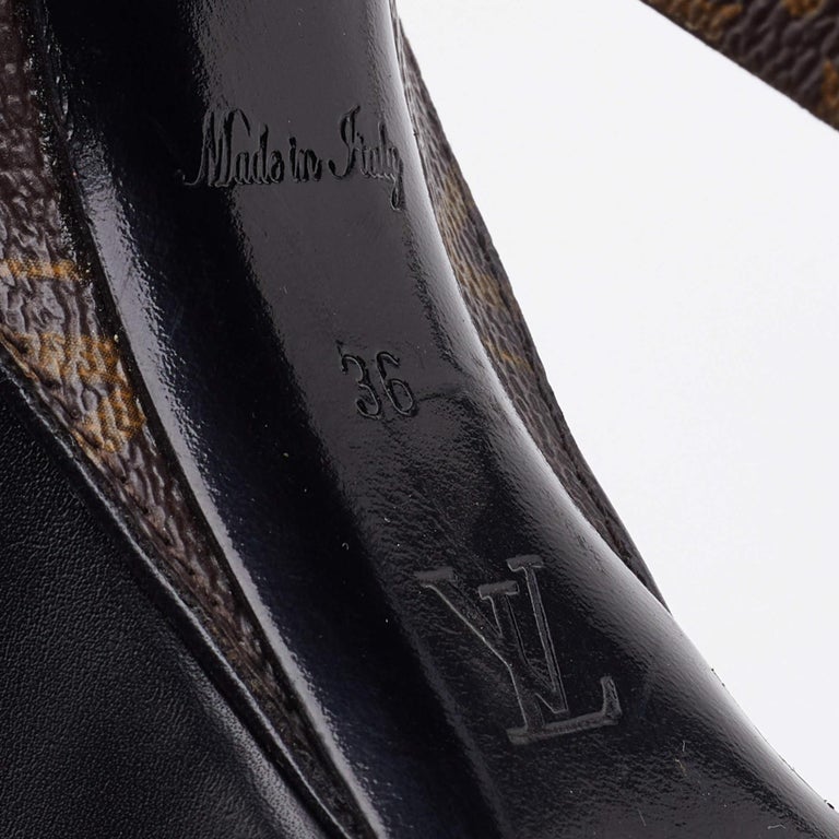 Louis Vuitton Black Leather and Monogram Canvas Rodeo Queen Pumps Size ...