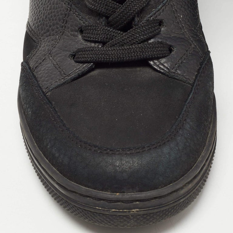 Louis Vuitton Black Leather and Monogram Suede Cliff High Top Sneakers ...