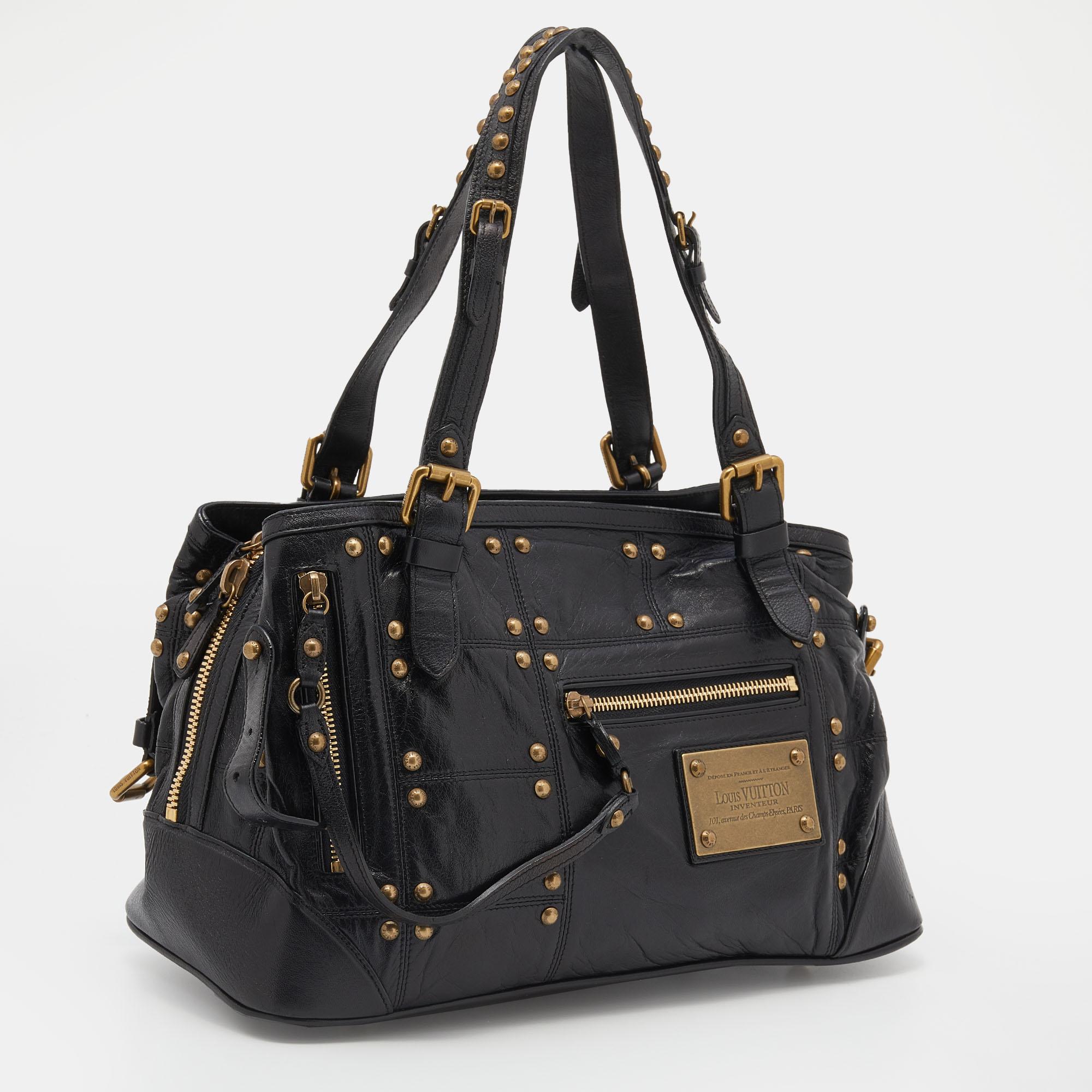 Louis Vuitton Black Leather Limited Edition Riveting Bag at 1stDibs ...