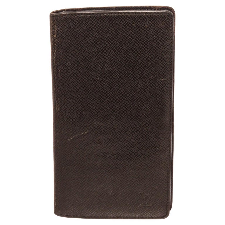 Louis Vuitton Black Leather Long Card Wallet with material leather ...