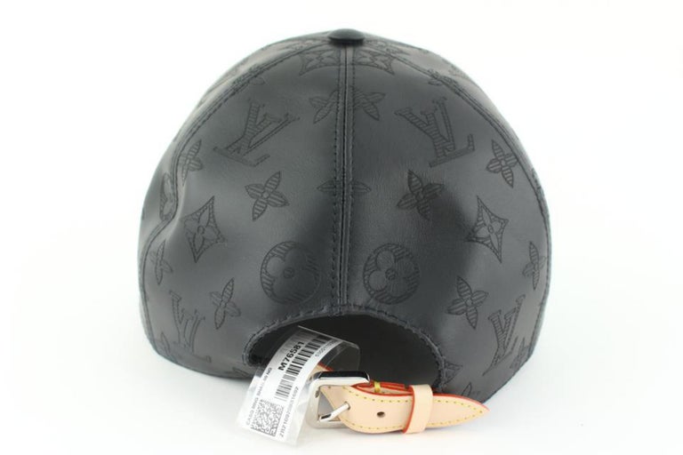 Louis Vuitton Black Leather Monogram Shadow Baseball Cap Hat 1231lv10 ...