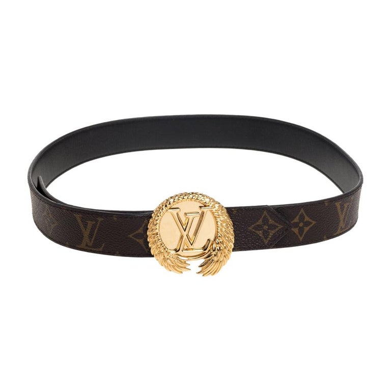 Louis Vuitton Black Monogram Canvas and Leather Angel Wing Belt 80 CM ...