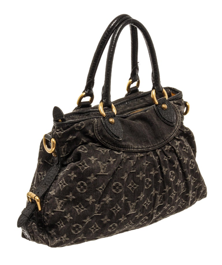 Louis Vuitton Black Monogram Denim Neo Cabby MM Shoulder Bag For Sale ...