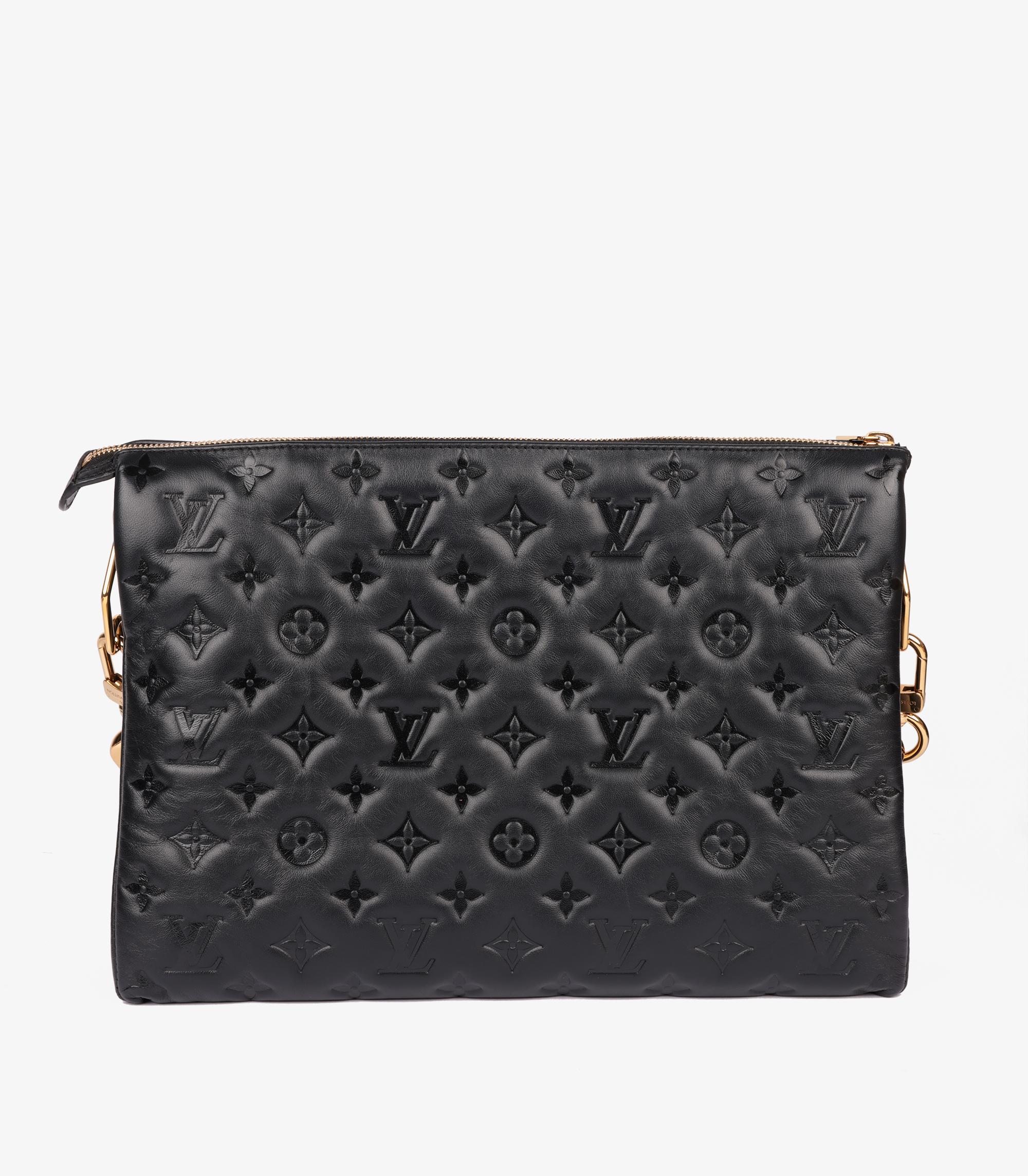 Louis Vuitton Black Monogram Embossed Lambskin Leather Coussin MM Bag ...
