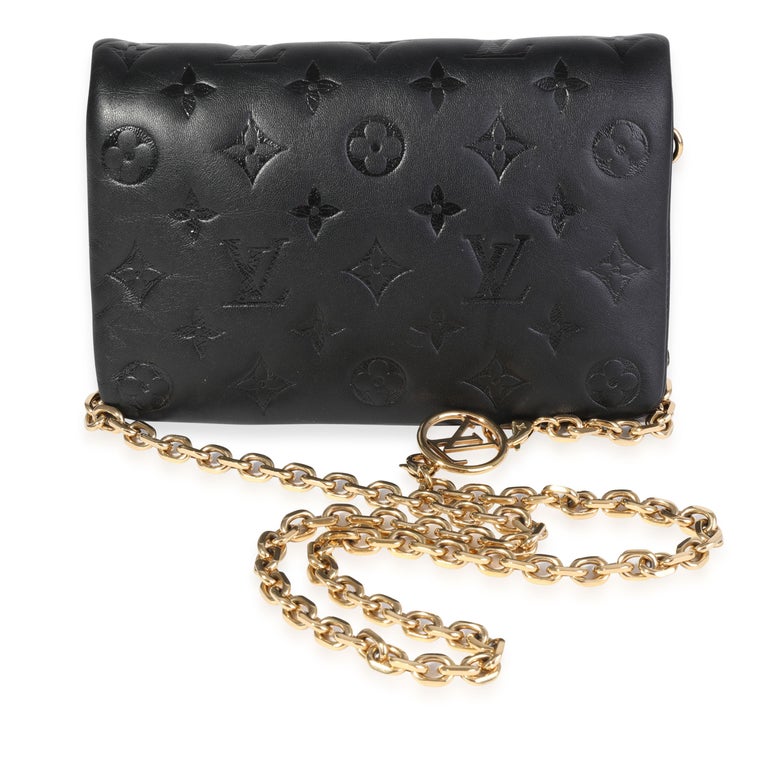 Louis Vuitton Black Monogram Embossed Lambskin Pochette Coussin For ...