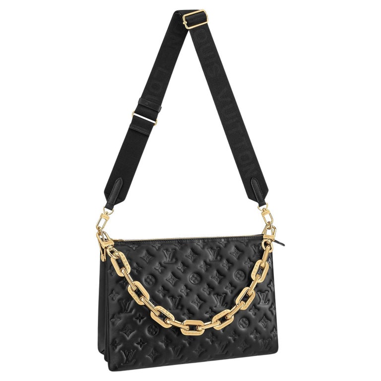 Louis Vuitton Black Monogram-embossed Puffy Lambskin Coussin MM Bag For ...