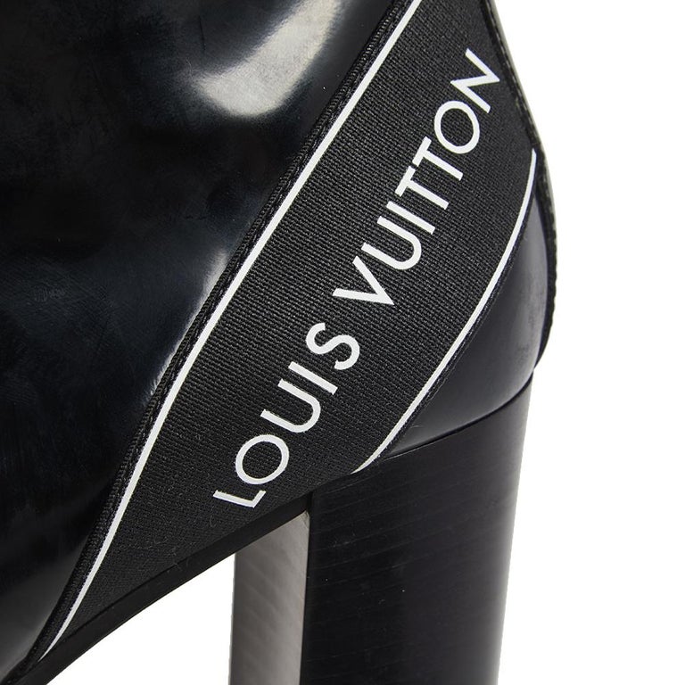 Louis Vuitton Black Patent Leather Star Trail Block Heel Boots Size 36. ...