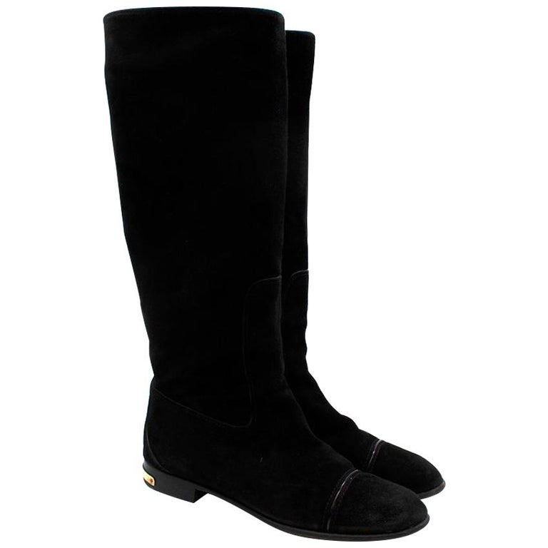 Louis Vuitton Black Suede Flat Boots - Size EU 40 For Sale at 1stDibs