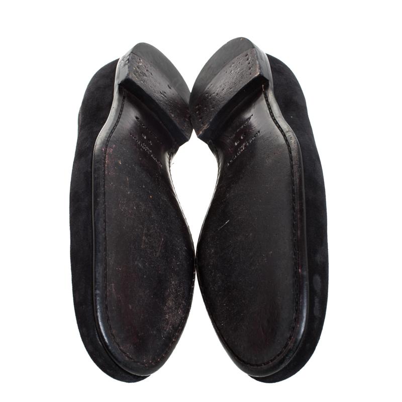Louis Vuitton Black Suede LV Logo Embroidered Smoking Slippers Size 43 ...