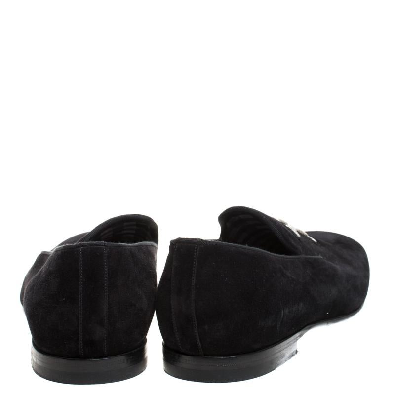 Louis Vuitton Black Suede LV Logo Embroidered Smoking Slippers Size 43 ...