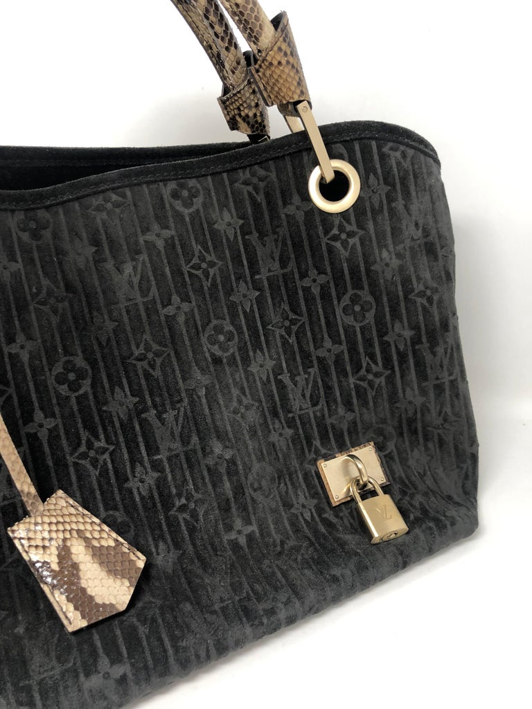 Louis Vuitton Black Suede Python Handles Bag at 1stDibs | louis vuitton ...