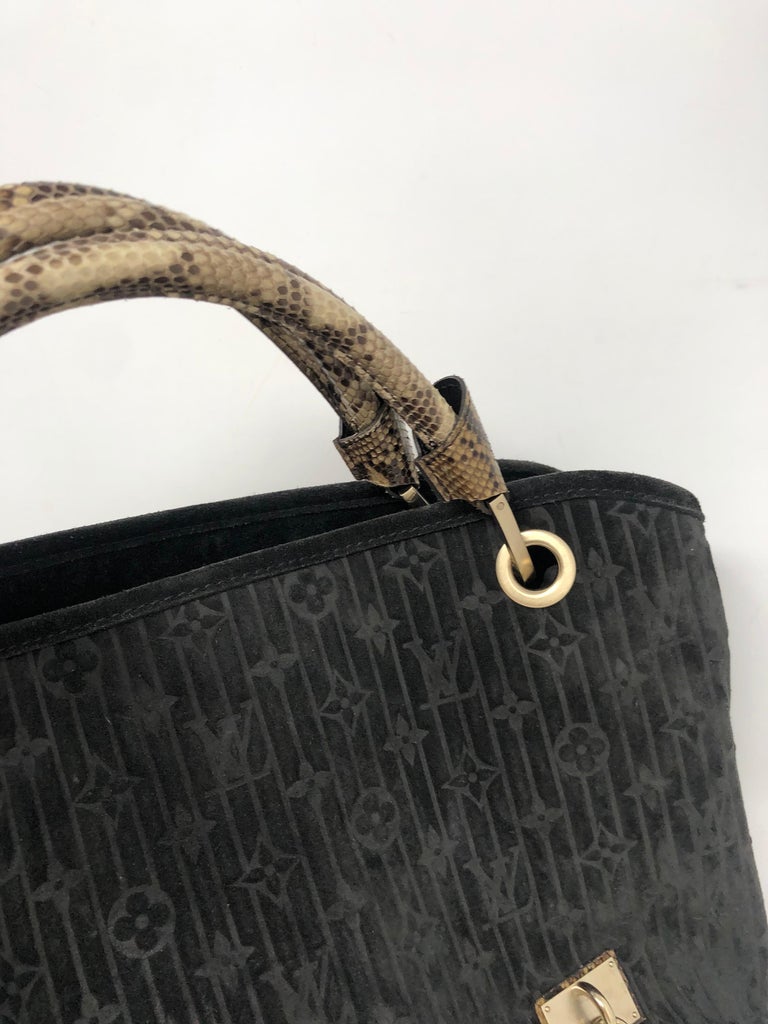 Louis Vuitton Black Suede Python Handles Bag at 1stDibs | louis vuitton ...