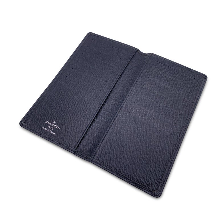 Louis Vuitton Black Taiga Leather Bifold Vertical Long Card Wallet For ...