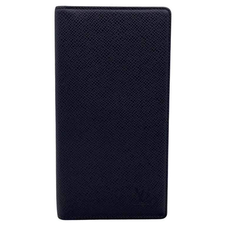 Louis Vuitton Black Taiga Leather Bifold Vertical Long Card Wallet For ...