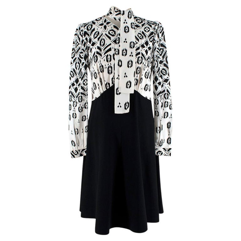 Louis Vuitton Black and White Geometric Pattern Midi Dress FR38, Small ...