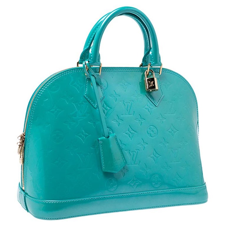 Louis Vuitton Bleu Lagon Monogram Vernis Leather Alma PM Bag For Sale ...