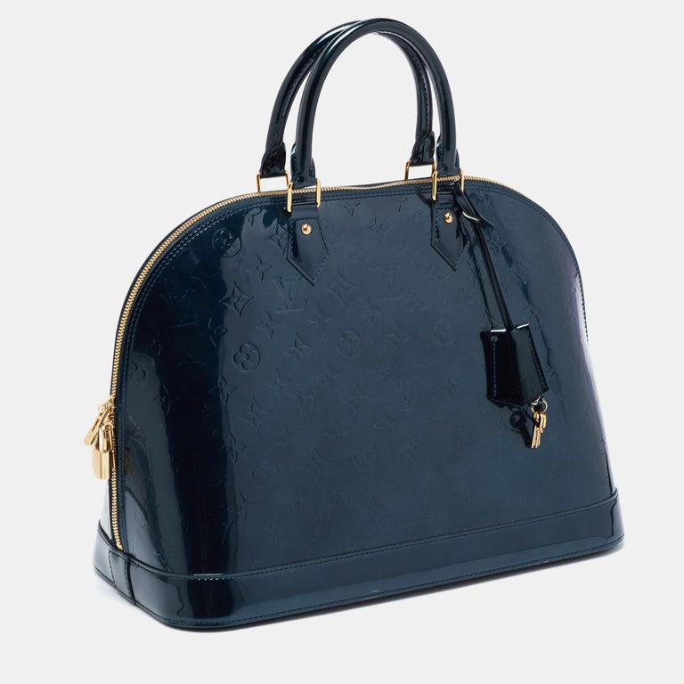Louis Vuitton Bleu Nuit Monogram Vernis Alma GM Bag For Sale at 1stDibs