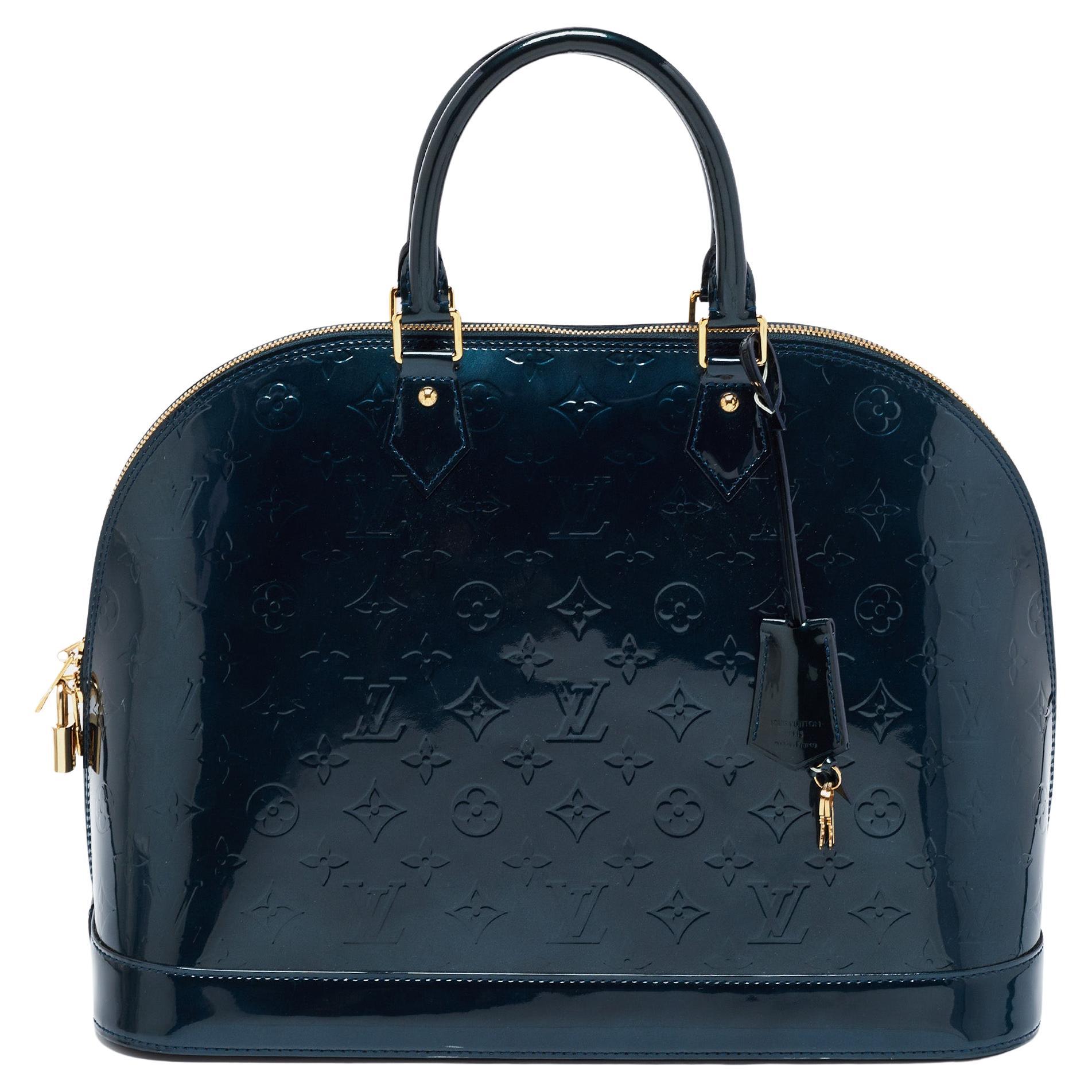 Louis Vuitton Bleu Nuit Monogram Vernis Alma GM Bag For Sale at 1stDibs